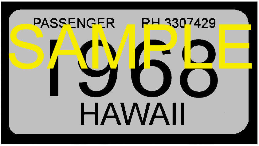 1968 Hawaii Registration Sticker : Bob Hoyts Classic Inspection ...