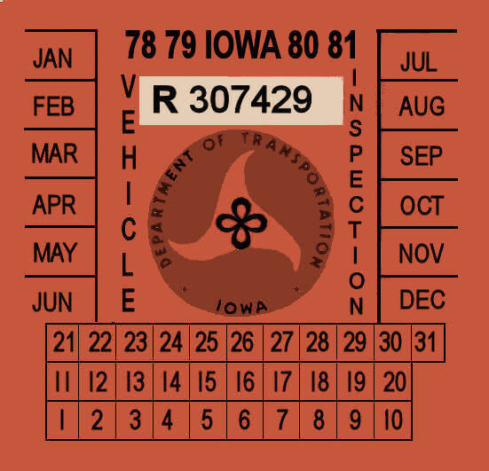 1978-81 Iowa Inspection sticker : Bob Hoyts Classic Inspection Stickers ...