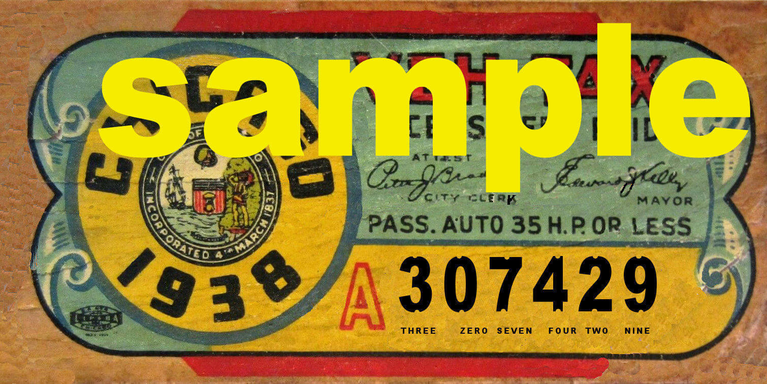 1938 Illinois Tax/Inspection Sticker (Chicago) : Bob Hoyts Classic ...