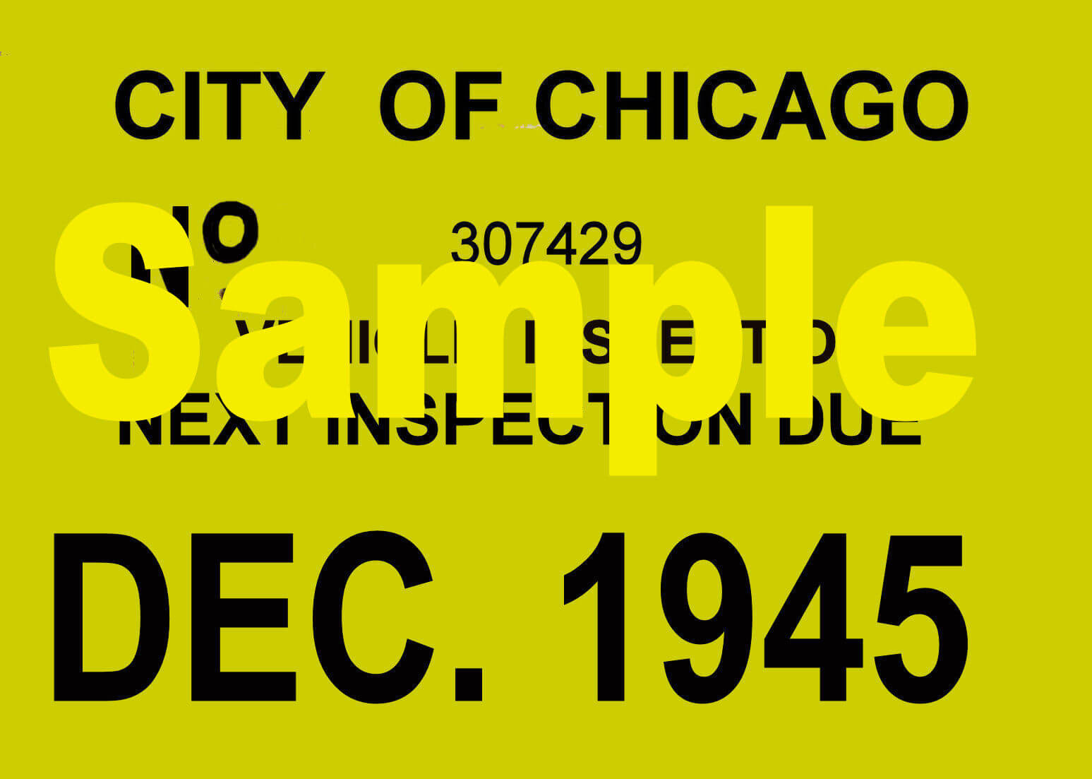1945 Illinois inspection sticker (CHICAGO) : Bob Hoyts Classic ...