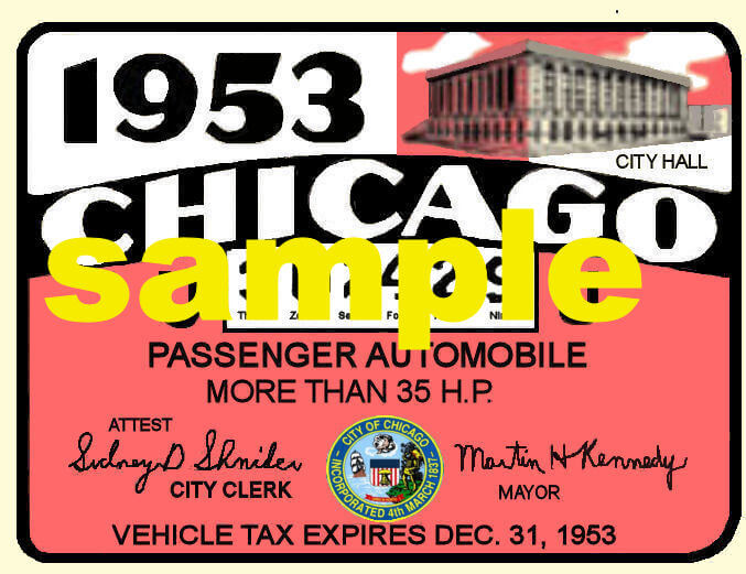 1953 Illinois Tax/inspection sticker CHICAGO : Bob Hoyts Classic ...