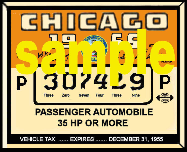 1955 Illinois Tax/Inspection sticker CHICAGO : Bob Hoyts Classic ...