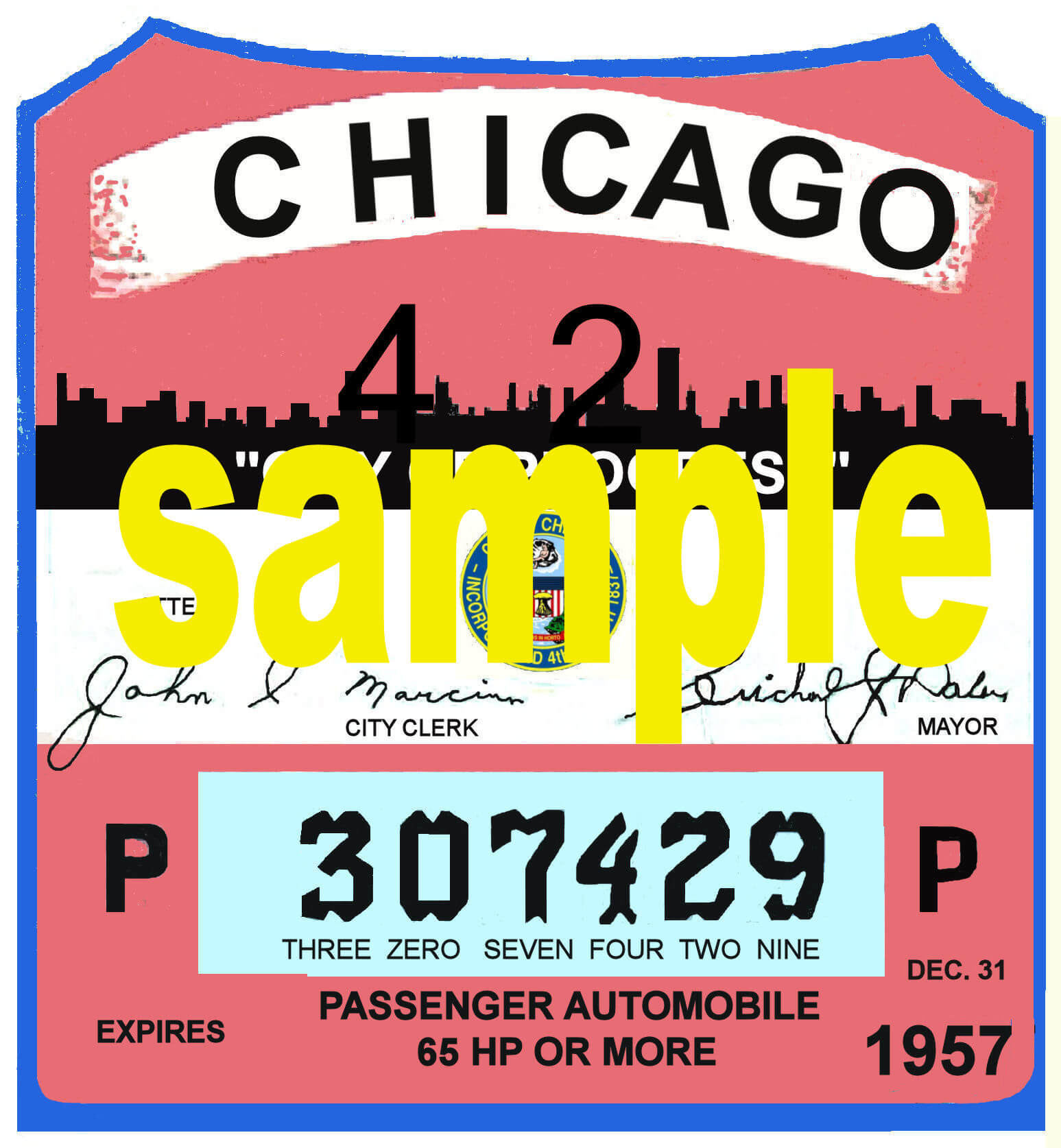 1957 Illinois inspection/tax CHICAGO : Bob Hoyts Classic Inspection ...