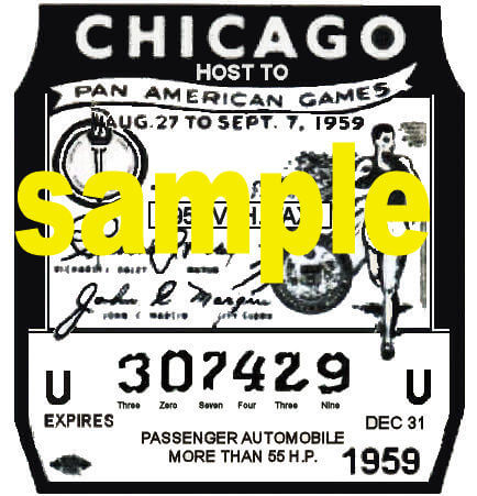 1959 IL inspection/tax sticker CHICAGO : Bob Hoyts Classic Inspection ...