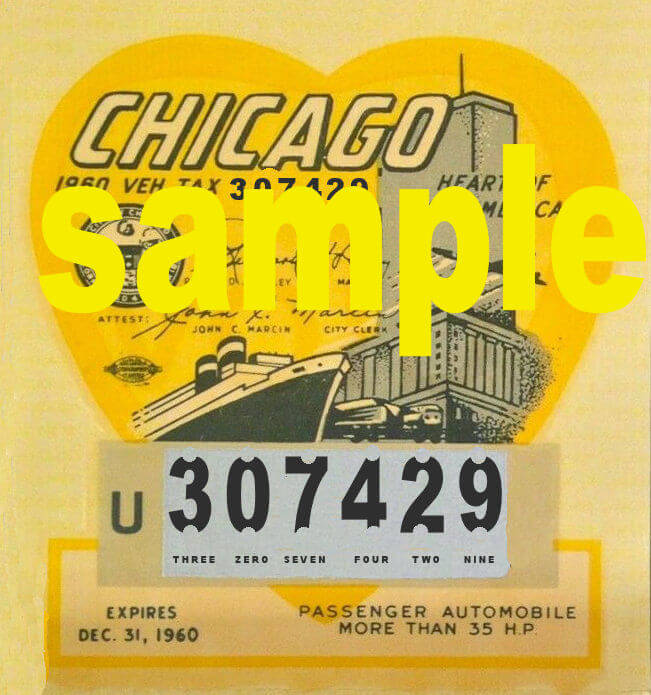 1960 IL inspection/tax sticker CHICAGO : Bob Hoyts Classic Inspection ...
