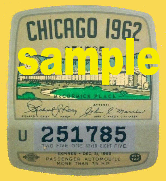 1962 Illinois Inspection registration CHICAGO : Bob Hoyts Classic ...