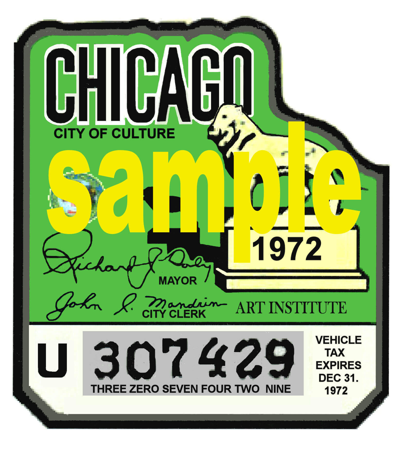 1972 IL Tax Inspection sticker (CHICAGO) : Bob Hoyts Classic Inspection ...
