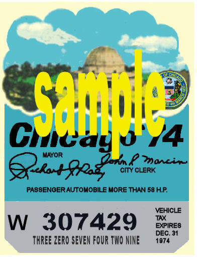 1974 IL Tax inspection sticker ( CHICAGO) : Bob Hoyts Classic ...