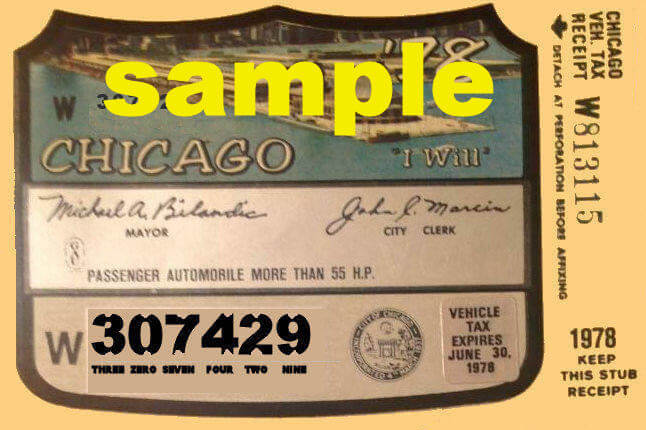 1978 IL tax Inspection sticker CHICAGO : Bob Hoyts Classic Inspection ...