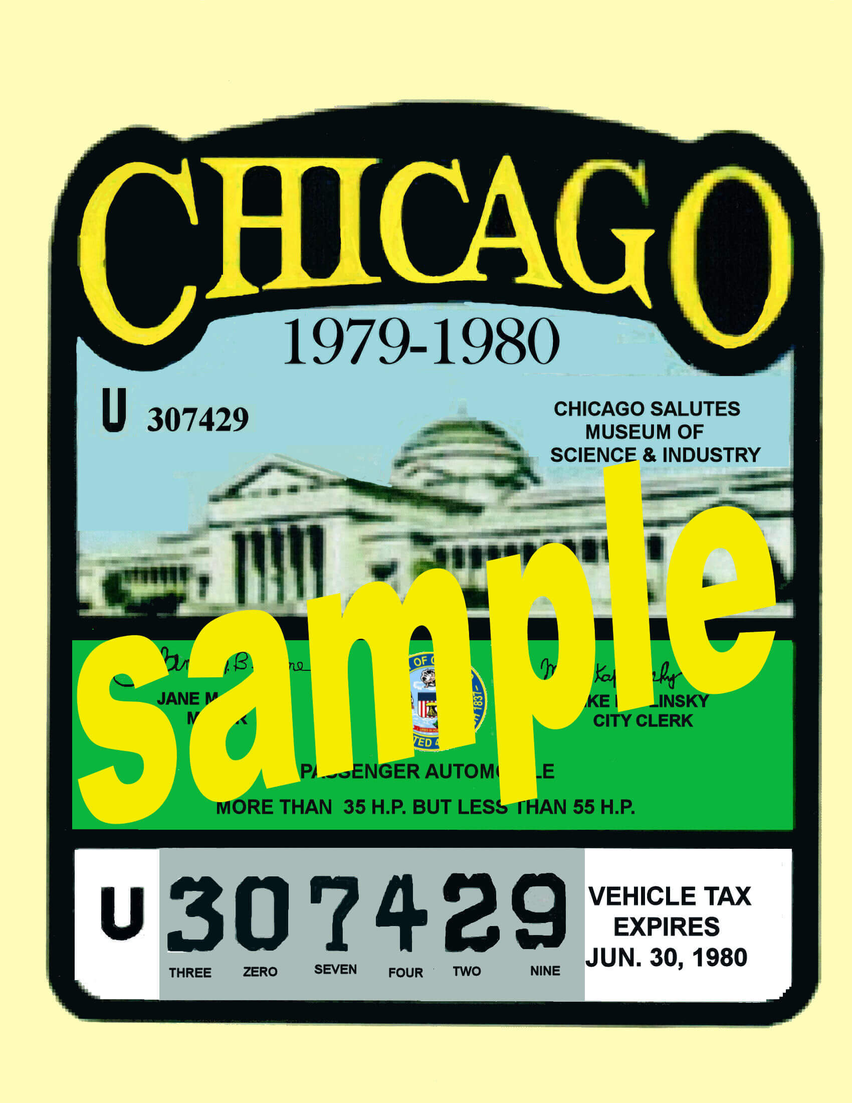 1979-80 IL tax Inspection sticker CHICAGO : Bob Hoyts Classic ...