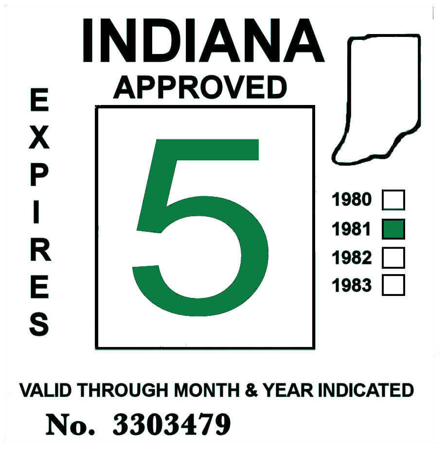 1981 Indiana Inspection Sticker GREEN : Bob Hoyts Classic Inspection ...