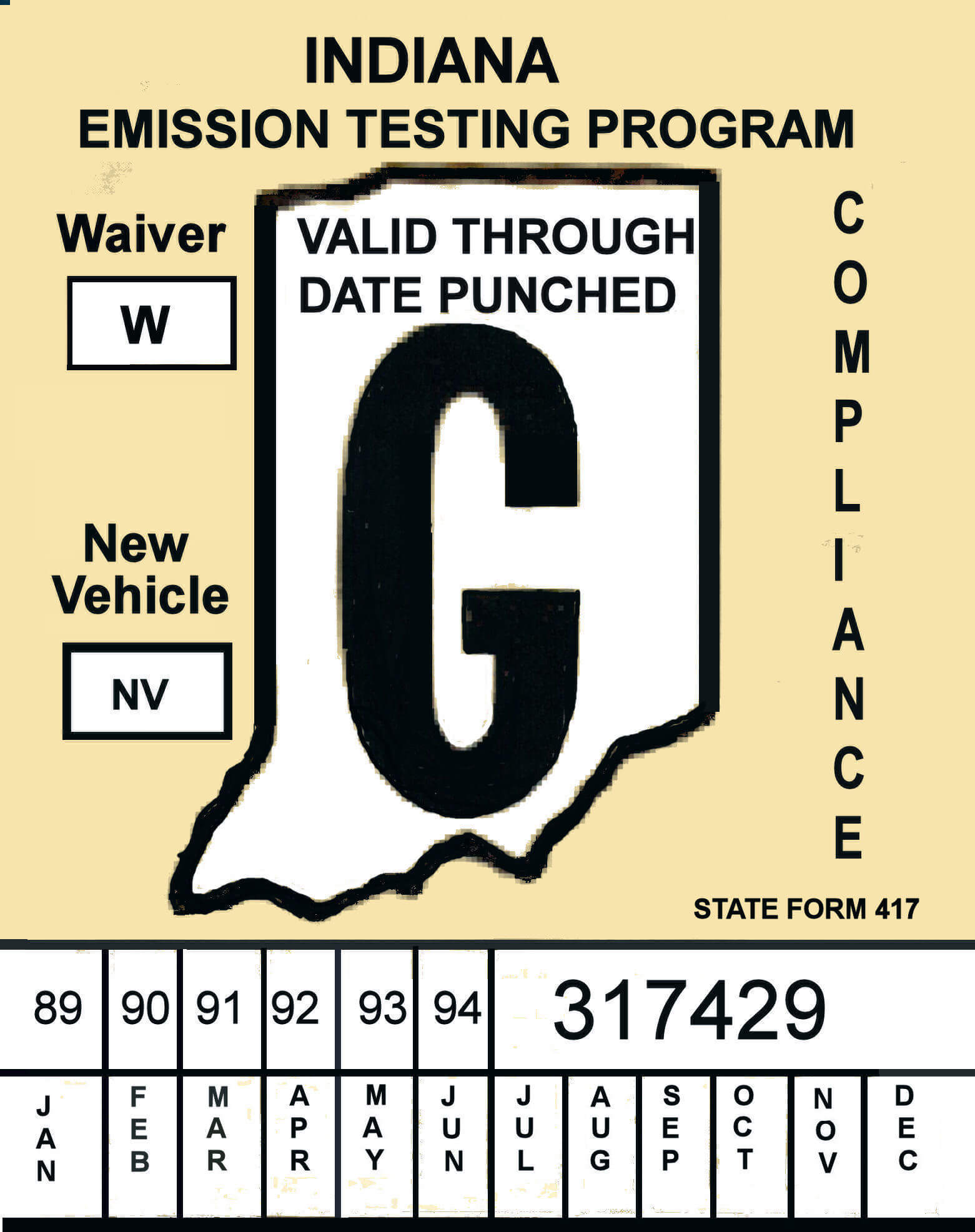 1989-92 IN Emmission sticker : Bob Hoyts Classic Inspection Stickers ...