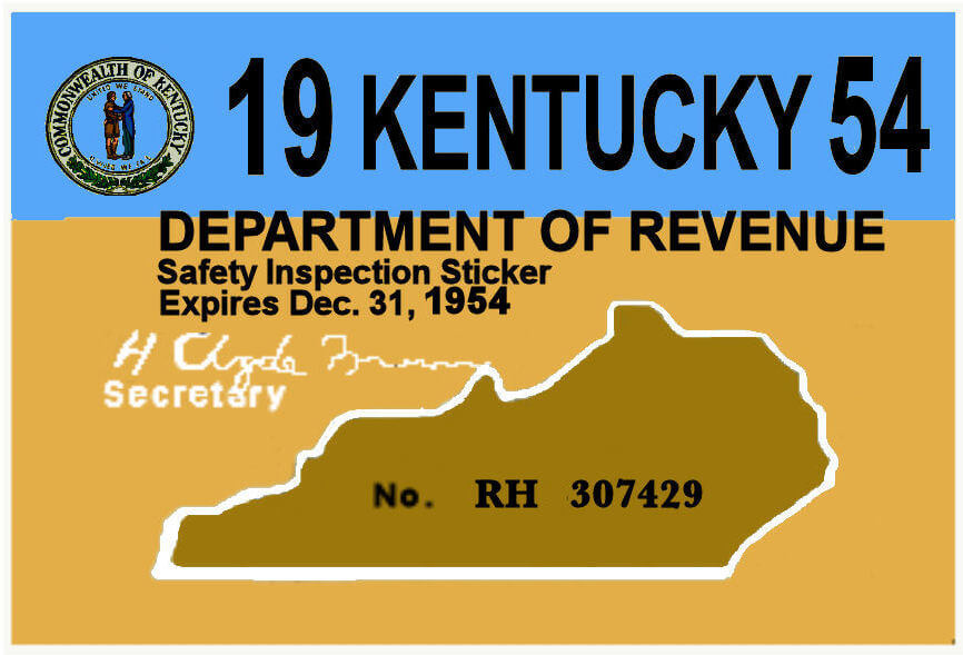 1954 Kentucky Inspection Sticker : Bob Hoyts Classic Inspection ...