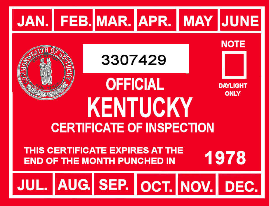 1978 Kentucky Inspection Sticker : Bob Hoyts Classic Inspection ...