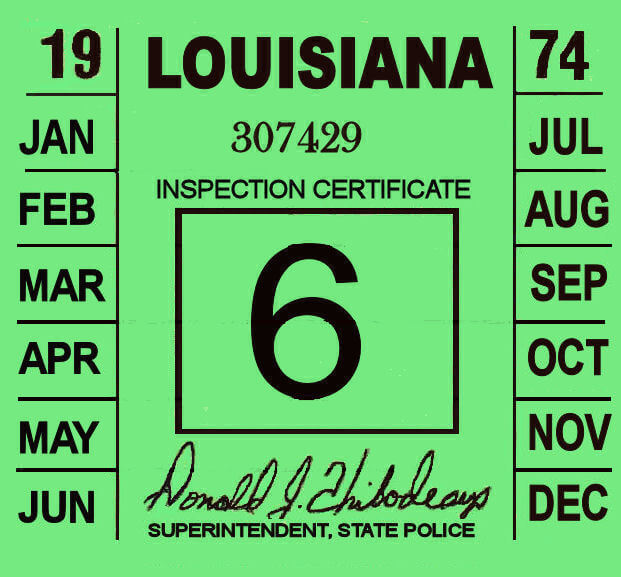 1974 Louisiana Inspection : Bob Hoyts Classic Inspection Stickers | Add ...