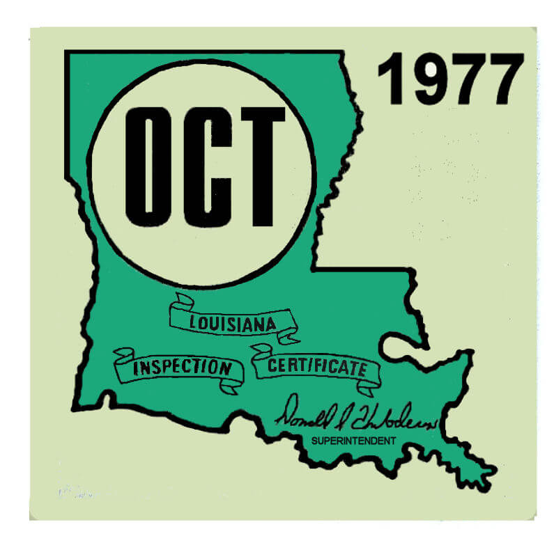 1977 Louisiana Inspection sticker : Bob Hoyts Classic Inspection ...