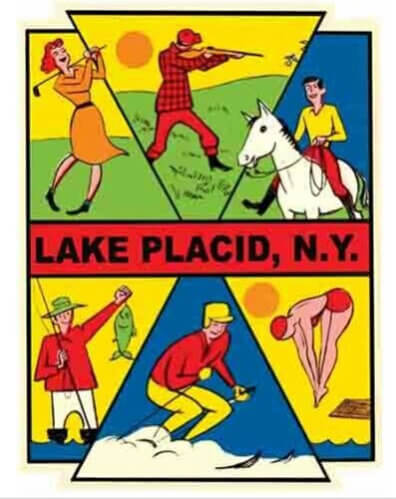 Lake Placid New York Vintage Vacation Sticker : Bob Hoyts Classic ...