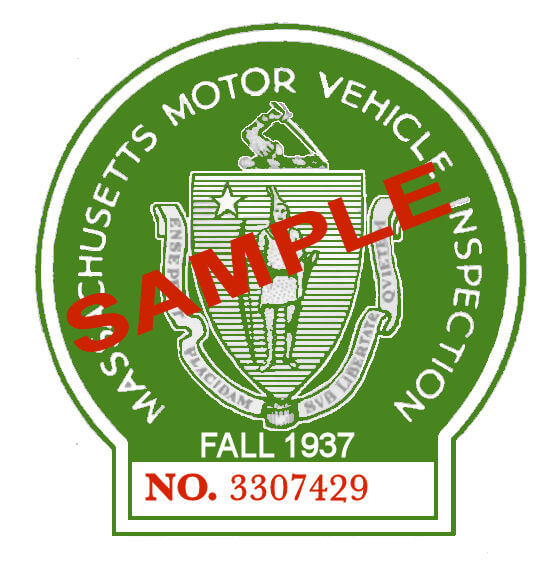 1937 Massachusetts FALL INSPECTION Sticker : Bob Hoyts Classic ...