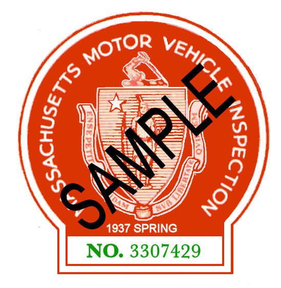 1937 Massachusetts SPRING INSPECTION sticker : Bob Hoyts Classic ...