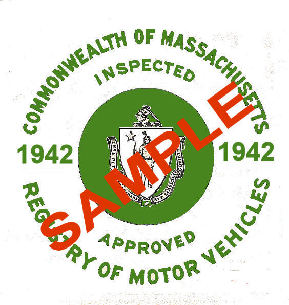 1942 Massachusetts FALL INSPECTION Sticker ( GREEN) : Bob Hoyts Classic ...