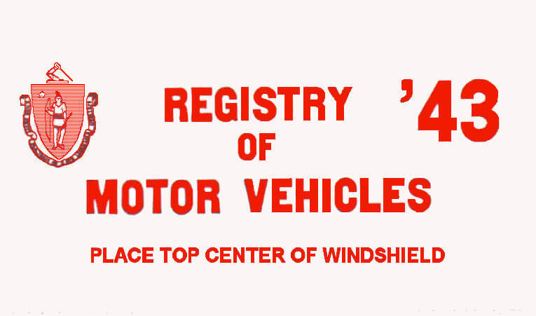1943 Massachusetts REGISTRATION Sticker : Bob Hoyts Classic Inspection ...
