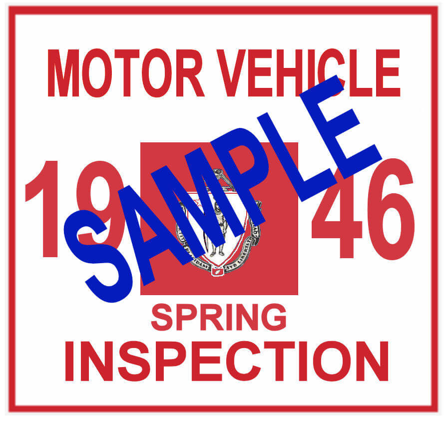 1946 Massachusetts SPRING INSPECTION Sticker : Bob Hoyts Classic ...