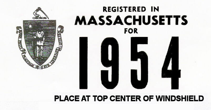 1954 Massachusetts REGISTRATION Sticker : Bob Hoyts Classic Inspection ...