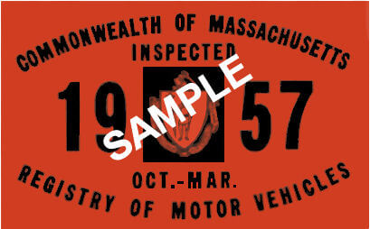 1957 Massachusetts Fall INSPECTION Sticker : Bob Hoyts Classic ...