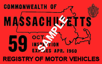 1959 Massachusetts Fall INSPECTION Sticker : Bob Hoyts Classic ...