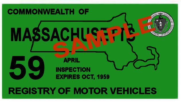 1959 Massachusetts Spring INSPECTION Sticker : Bob Hoyts Classic ...