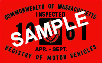 1961 Massachusetts SPRING INSPECTION Sticker : Bob Hoyts Classic ...