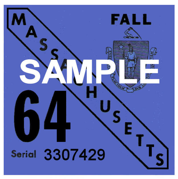 1964 Massachusetts FALL INSPECTION Sticker : Bob Hoyts Classic ...