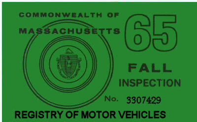 1965 Massachusetts FALL Inspection sticker : Bob Hoyts Classic ...