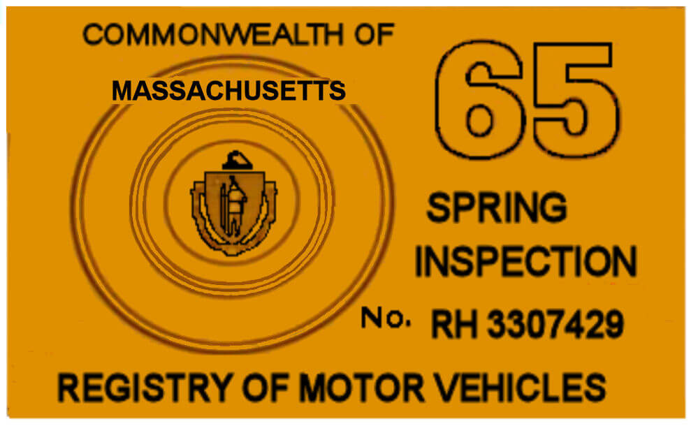 1965 Massachusetts SPRING INSPECTION Sticker : Bob Hoyts Classic ...