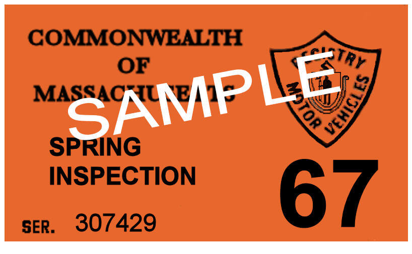 1967 Massachusetts SPRING INSPECTION Sticker : Bob Hoyts Classic ...