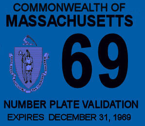 1969 Massachusetts REGISTRATION Sticker : Bob Hoyts Classic Inspection ...