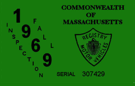 1969 Massachusetts FALL INSPECTION Sticker : Bob Hoyts Classic ...