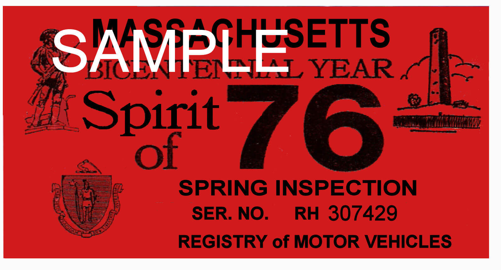 1976 Massachusetts SPRING INSPECTION Sticker : Bob Hoyts Classic ...