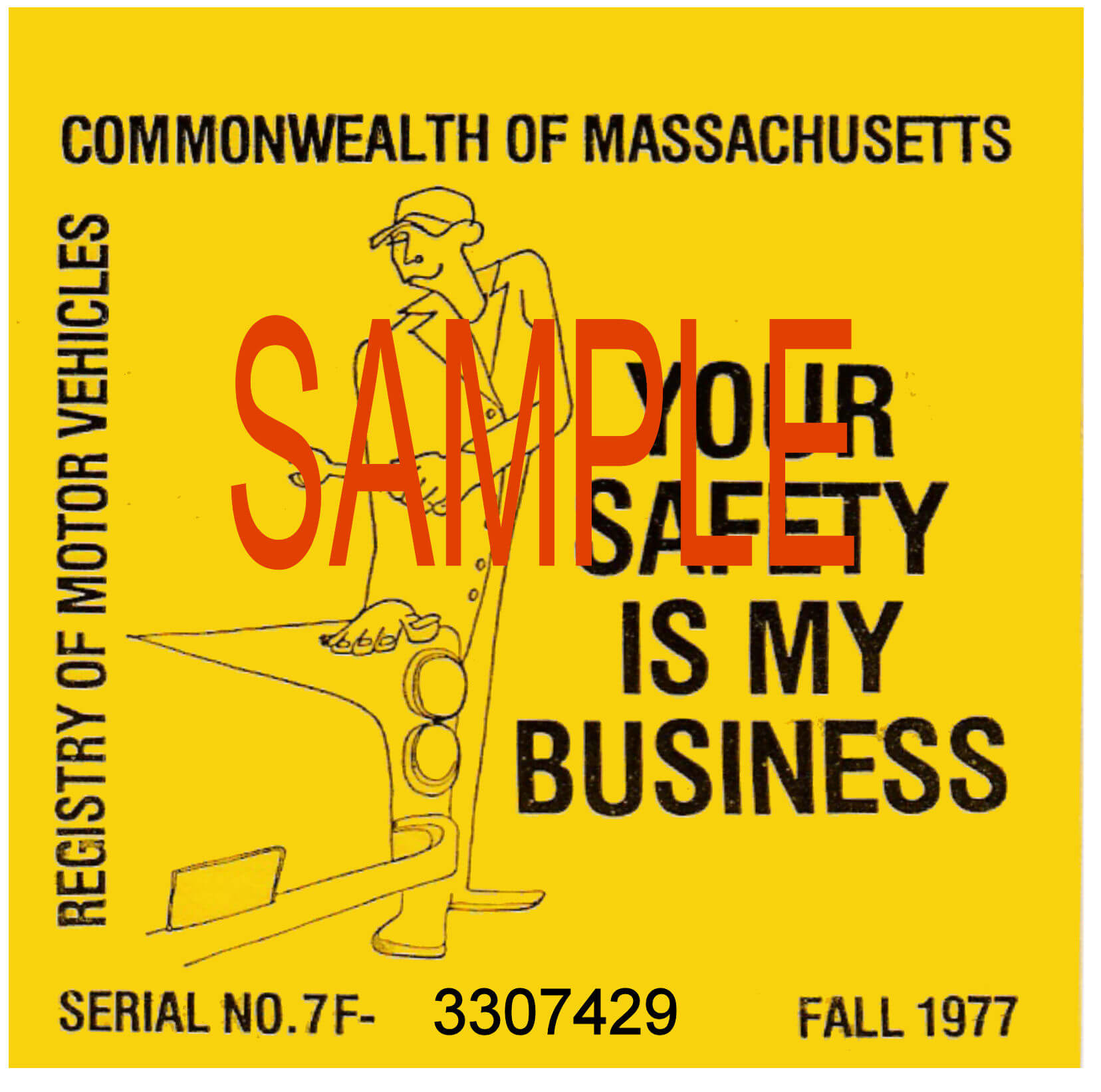 1977 Massachusetts FALL INSPECTION Sticker : Bob Hoyts Classic ...