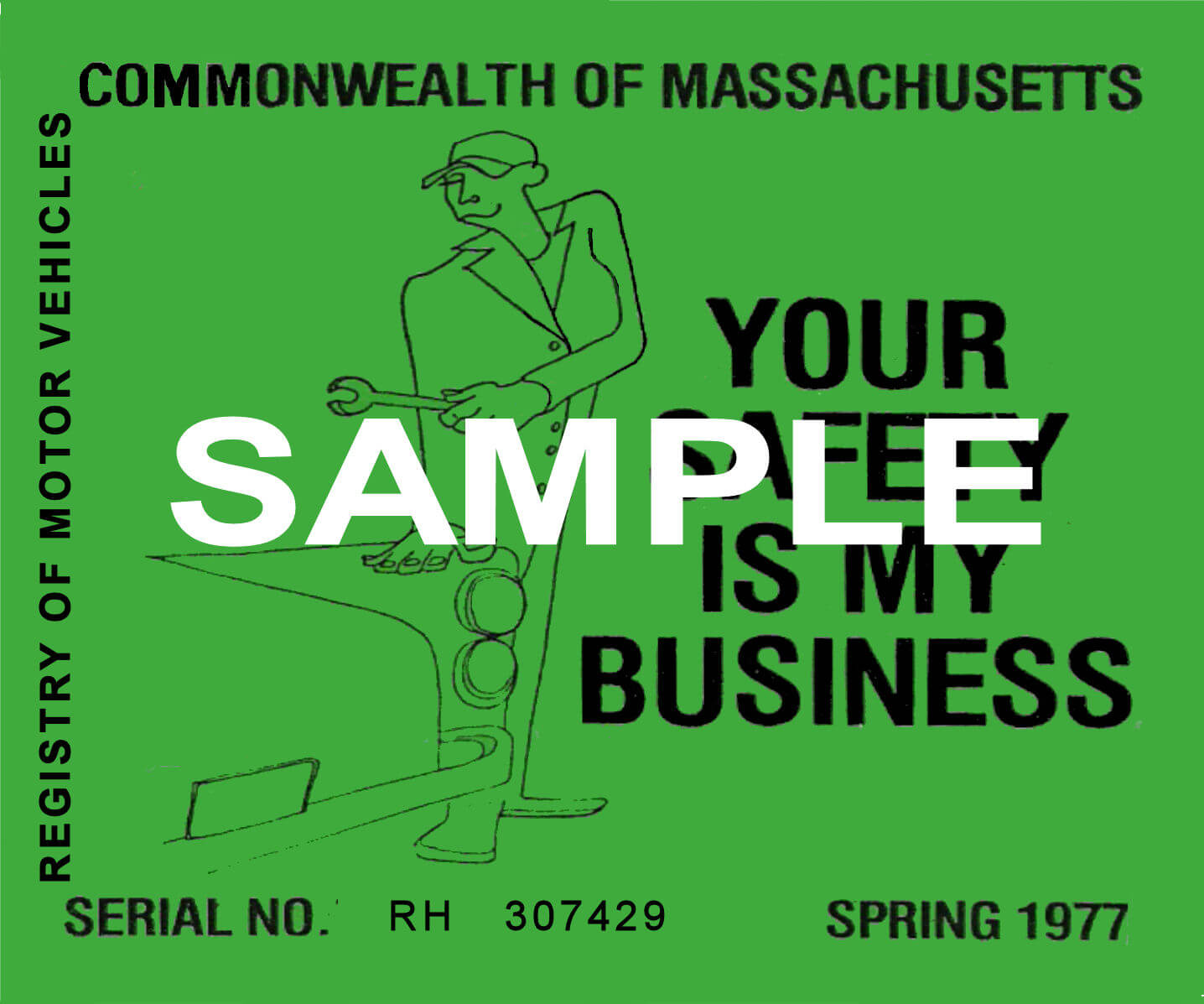 1977 Massachusetts SPRING INSPECTION Sticker : Bob Hoyts Classic ...
