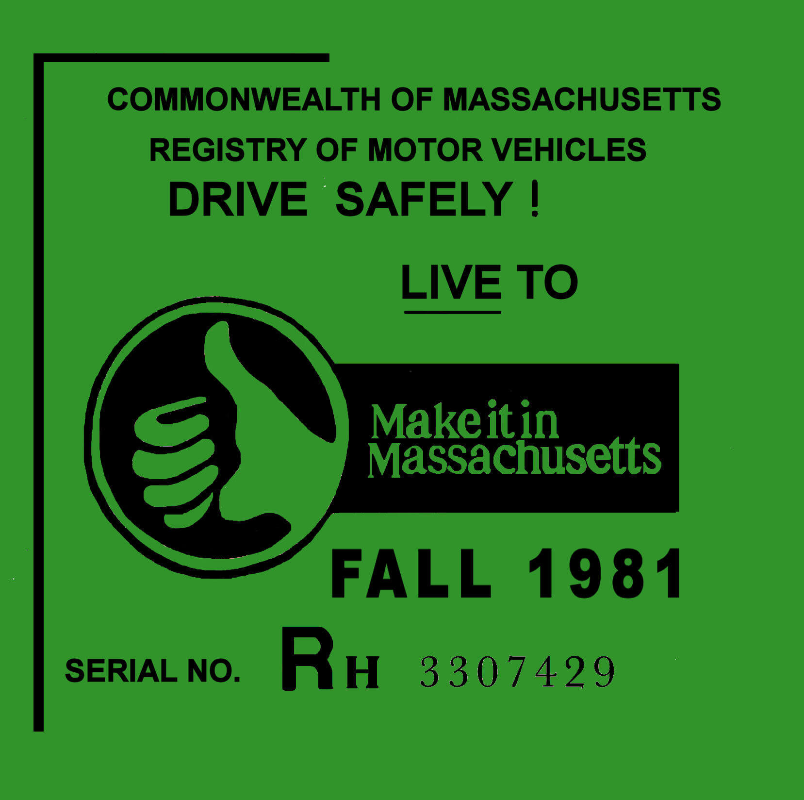1981 Massachusetts FALL INSPECTION Sticker : Bob Hoyts Classic ...