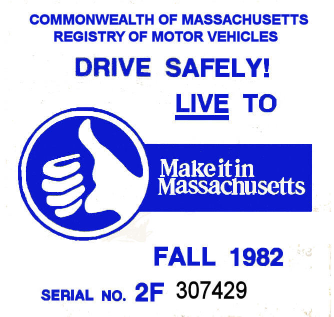 1982 Massachusetts FALL Inspection Sticker : Bob Hoyts Classic ...