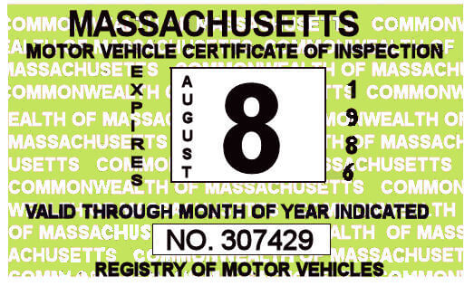 1986 Massachusetts Inspection sticker : Bob Hoyts Classic Inspection ...