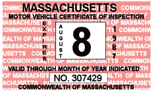 1987 Massachusetts Inspection Sticker : Bob Hoyts Classic Inspection ...