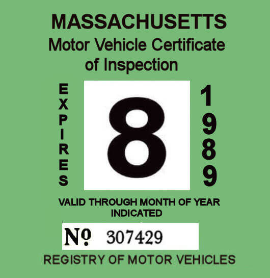 1989 Massachusetts inspection sticker : Bob Hoyts Classic Inspection ...