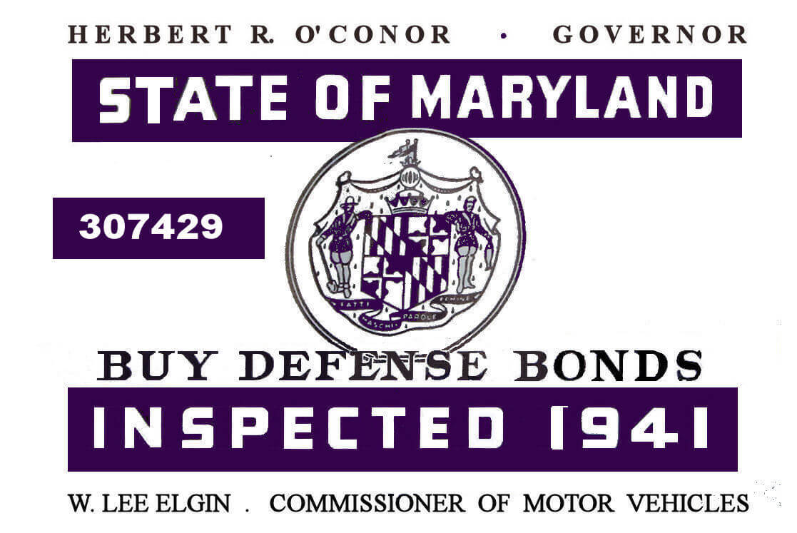 1941 Maryland inspection sticker : Bob Hoyts Classic Inspection ...