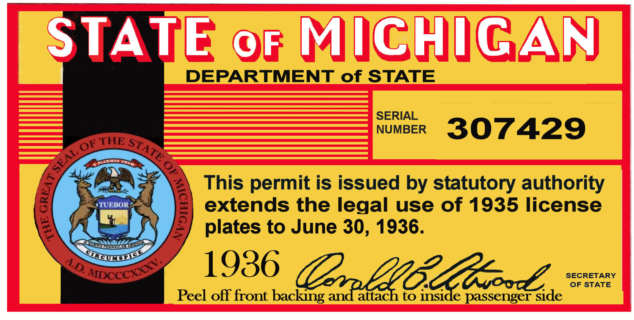Michigan : Bob Hoyts Classic Inspection Stickers | Add a Final Touch to ...