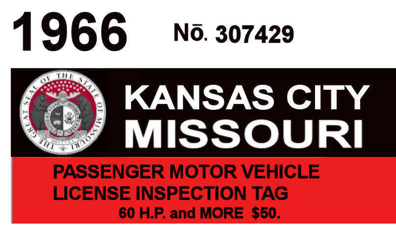 1966 Missouri Tax inspection sticker : Bob Hoyts Classic Inspection ...