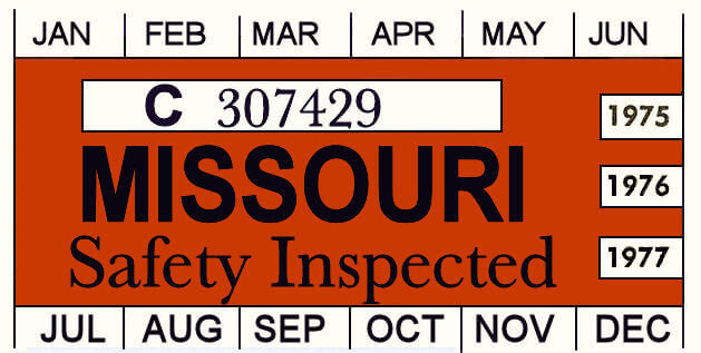 1975, 76, 77 Missouri INSPECTION Sticker : Bob Hoyts Classic Inspection ...