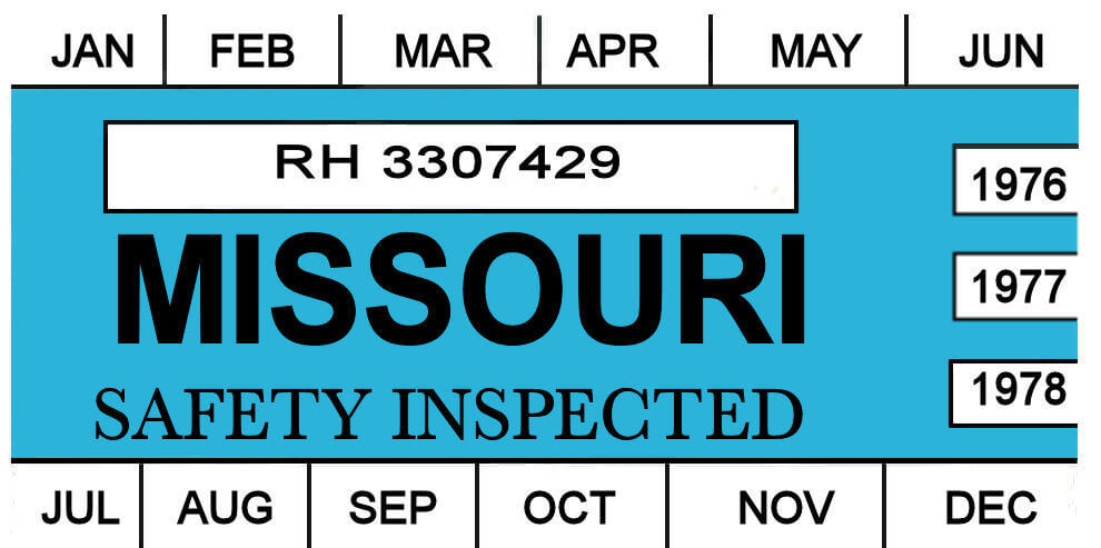 1976, 1977, 1978 Missouri INSPECTION Sticker : Bob Hoyts Classic ...
